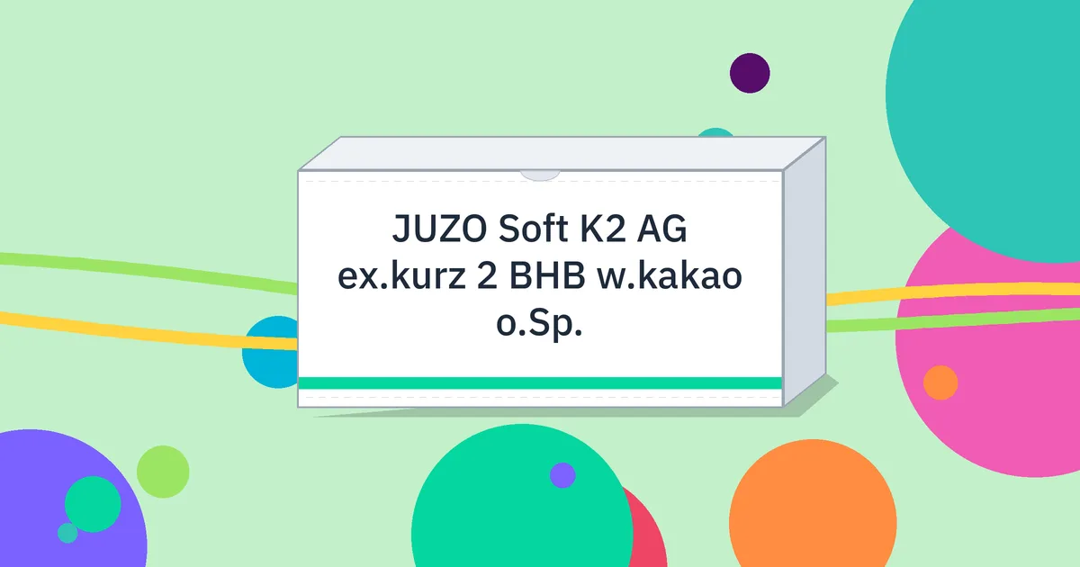 Symbolbild: Packung mit der Aufschrift JUZO Soft K2 AG ex.kurz 2 BHB w.kakao o.Sp. (PZN 14844351) – Verfügbarkeit und Bezug in Apotheken in Frankfurt am Main