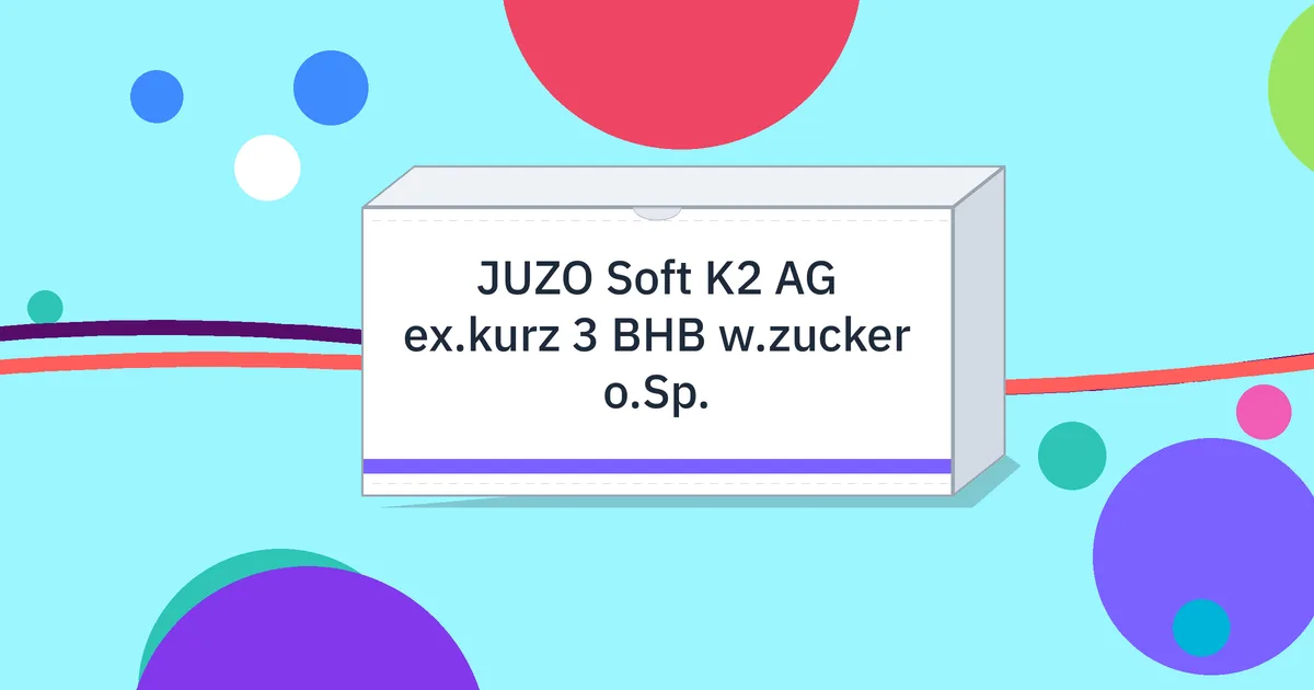 Symbolbild: Packung mit der Aufschrift JUZO Soft K2 AG ex.kurz 3 BHB w.zucker o.Sp. (PZN 14843771) – Verfügbarkeit und Bezug in Apotheken in Frankfurt am Main