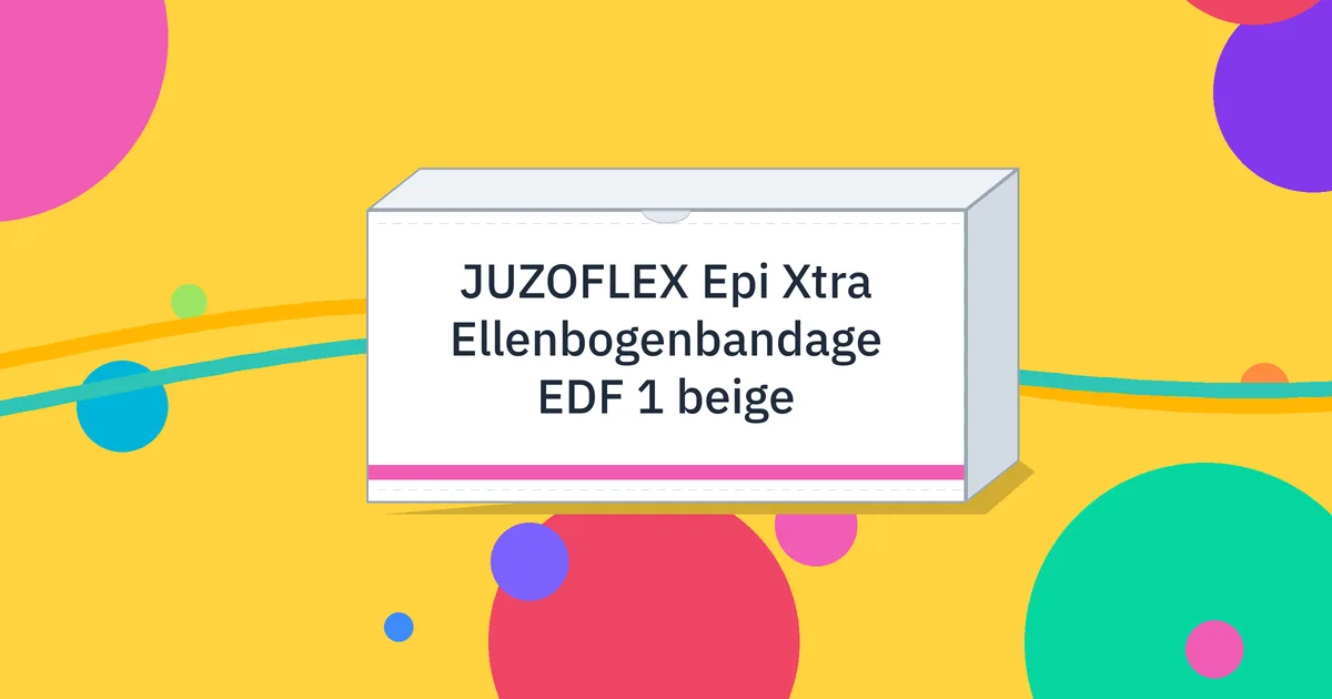Symbolbild: Packung mit der Aufschrift JUZOFLEX Epi Xtra Ellenbogenbandage EDF 1 beige (PZN 16635640) – Verfügbarkeit und Bezug in Apotheken in Frankfurt am Main