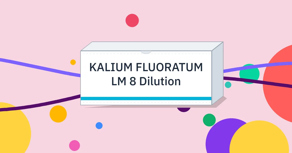 Symbolbild: Packung mit der Aufschrift KALIUM FLUORATUM LM 8 Dilution (PZN 12921449) – Verfügbarkeit und Bezug in Apotheken in Frankfurt am Main