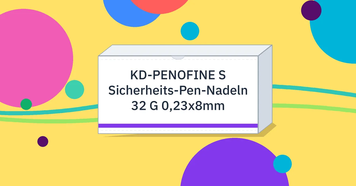 Symbolbild: Packung mit der Aufschrift KD-PENOFINE S Sicherheits-Pen-Nadeln 32 G 0,23x8mm (PZN 20377646) – Verfügbarkeit und Bezug in Apotheken in Frankfurt am Main