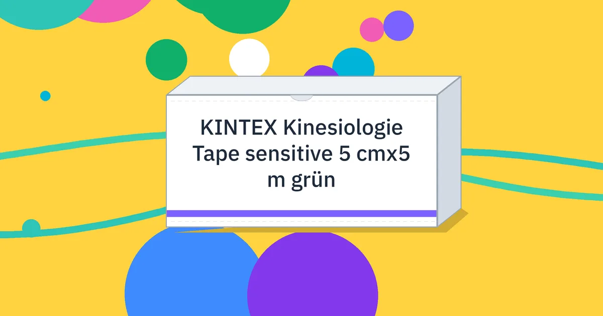 Symbolbild: Packung mit der Aufschrift KINTEX Kinesiologie Tape sensitive 5 cmx5 m grün (PZN 16779439) – Verfügbarkeit und Bezug in Apotheken in Frankfurt am Main