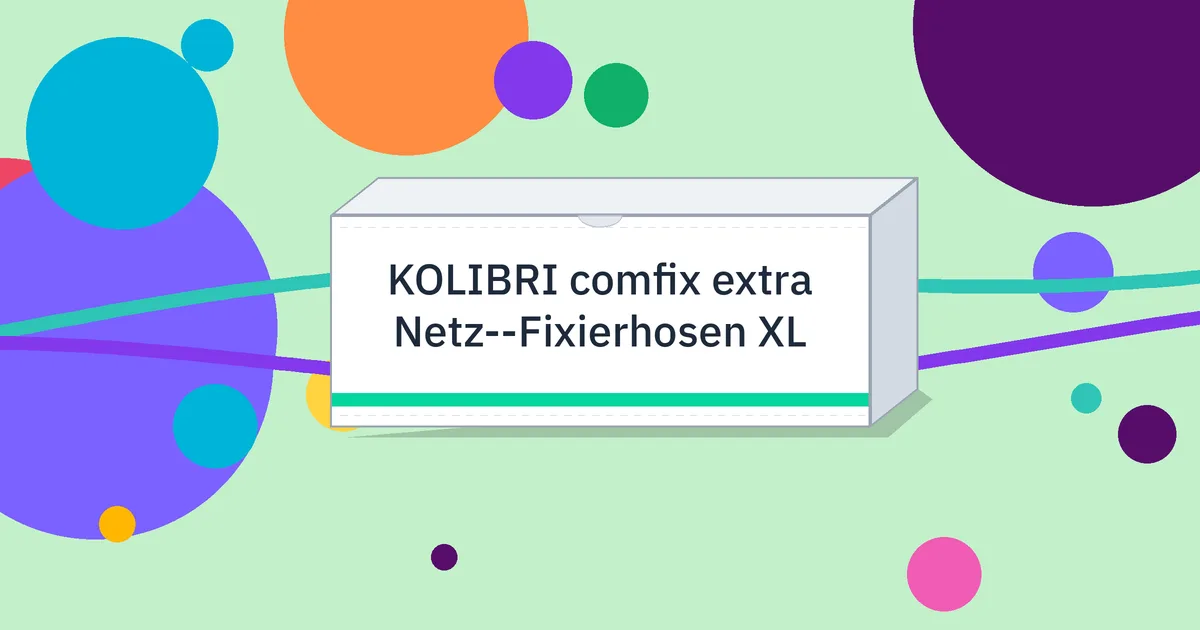 Symbolbild: Packung mit der Aufschrift KOLIBRI comfix extra Netz--Fixierhosen XL (PZN 12498620) – Verfügbarkeit und Bezug in Apotheken in Frankfurt am Main