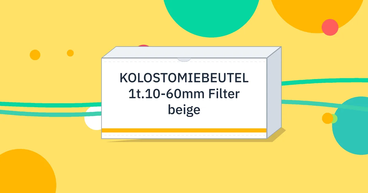 Symbolbild: Packung mit der Aufschrift KOLOSTOMIEBEUTEL 1t.10-60mm Filter beige (PZN 03829816) – Verfügbarkeit und Bezug in Apotheken in Frankfurt am Main