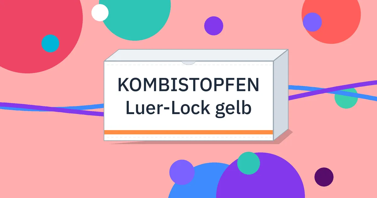 Symbolbild: Packung mit der Aufschrift KOMBISTOPFEN Luer-Lock gelb (PZN 03460400) – Verfügbarkeit und Bezug in Apotheken in Frankfurt am Main
