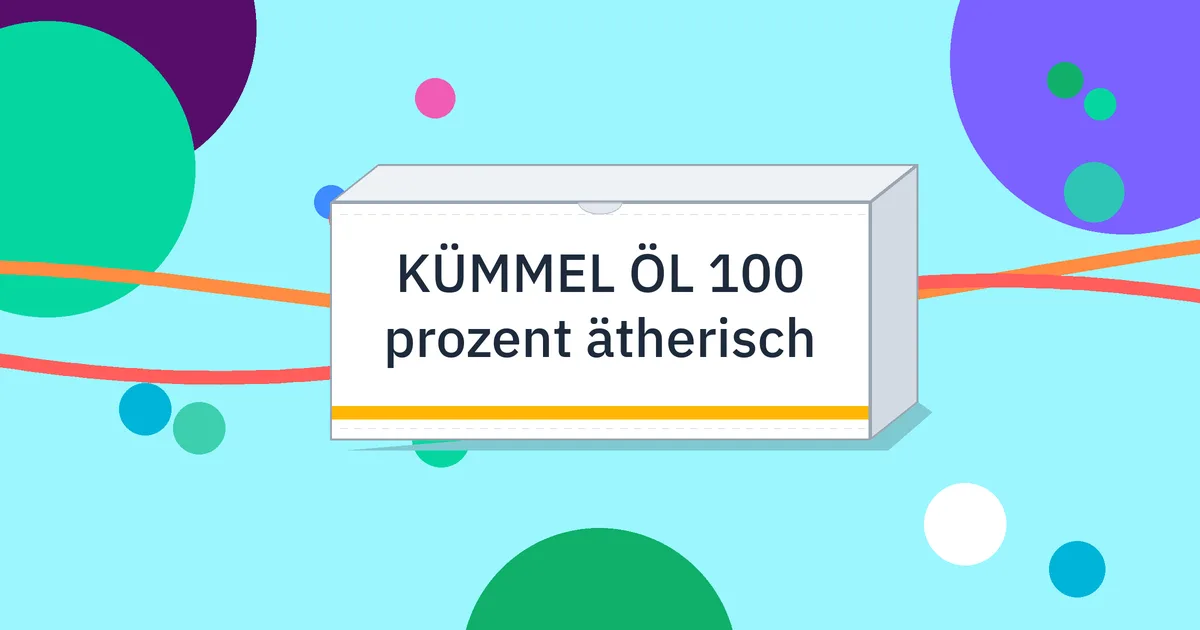 Symbolbild: Packung mit der Aufschrift KÜMMEL ÖL 100 prozent ätherisch (PZN 07204616) – Verfügbarkeit und Bezug in Apotheken in Frankfurt am Main