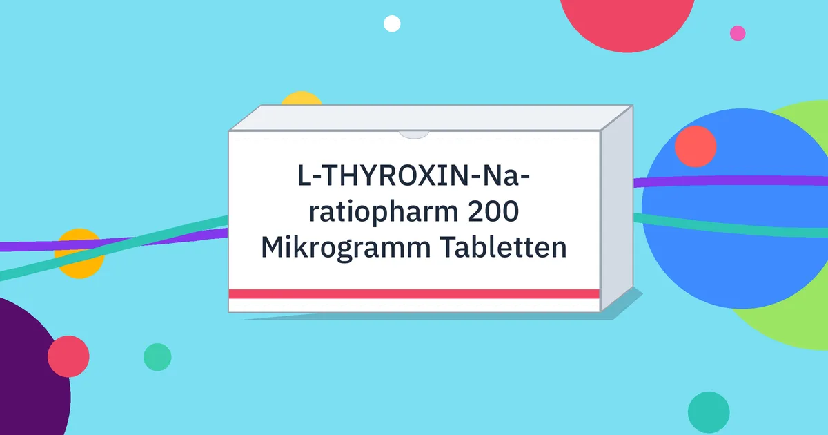 Symbolbild: Packung mit der Aufschrift L-THYROXIN-Na-ratiopharm 200 Mikrogramm Tabletten (PZN 10089797) – Verfügbarkeit und Bezug in Apotheken in Frankfurt am Main