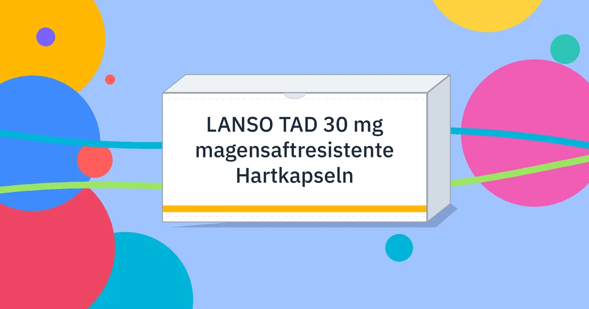 Symbolbild: Packung mit der Aufschrift LANSO TAD 30 mg magensaftresistente Hartkapseln (PZN 03737391) – Verfügbarkeit und Bezug in Apotheken in Frankfurt am Main