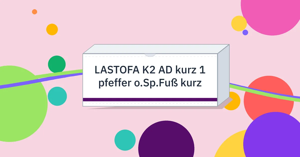 Symbolbild: Packung mit der Aufschrift LASTOFA K2 AD kurz 1 pfeffer o.Sp.Fuß kurz (PZN 13799714) – Verfügbarkeit und Bezug in Apotheken in Frankfurt am Main