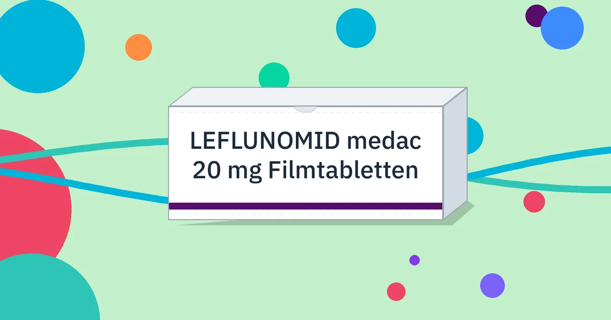 Symbolbild: Packung mit der Aufschrift LEFLUNOMID medac 20 mg Filmtabletten (PZN 19924586) – Verfügbarkeit und Bezug in Apotheken in Frankfurt am Main