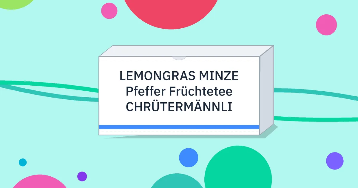 Symbolbild: Packung mit der Aufschrift LEMONGRAS MINZE Pfeffer Früchtetee CHRÜTERMÄNNLI (PZN 16898405) – Verfügbarkeit und Bezug in Apotheken in Frankfurt am Main
