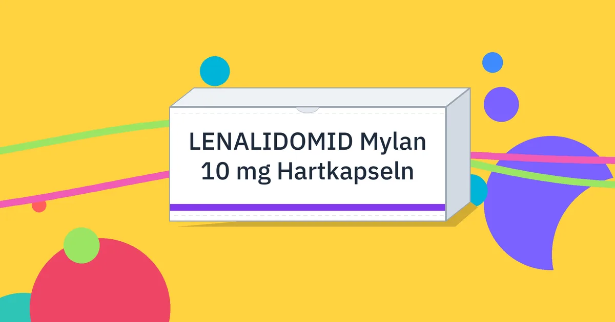 Symbolbild: Packung mit der Aufschrift LENALIDOMID Mylan 10 mg Hartkapseln (PZN 17252639) – Verfügbarkeit und Bezug in Apotheken in Frankfurt am Main