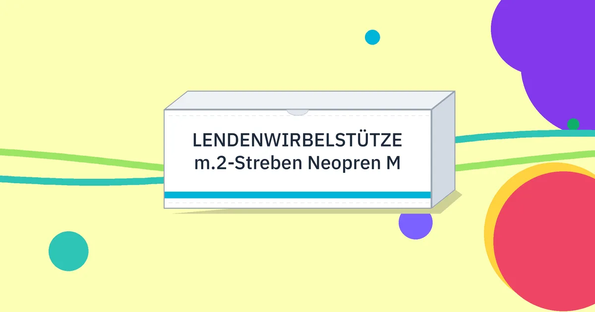 Symbolbild: Packung mit der Aufschrift LENDENWIRBELSTÜTZE m.2-Streben Neopren M (PZN 19070842) – Verfügbarkeit und Bezug in Apotheken in Frankfurt am Main
