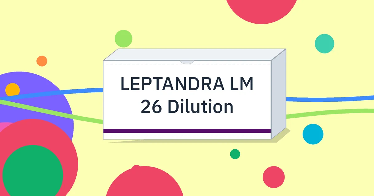 Symbolbild: Packung mit der Aufschrift LEPTANDRA LM 26 Dilution (PZN 13527016) – Verfügbarkeit und Bezug in Apotheken in Frankfurt am Main