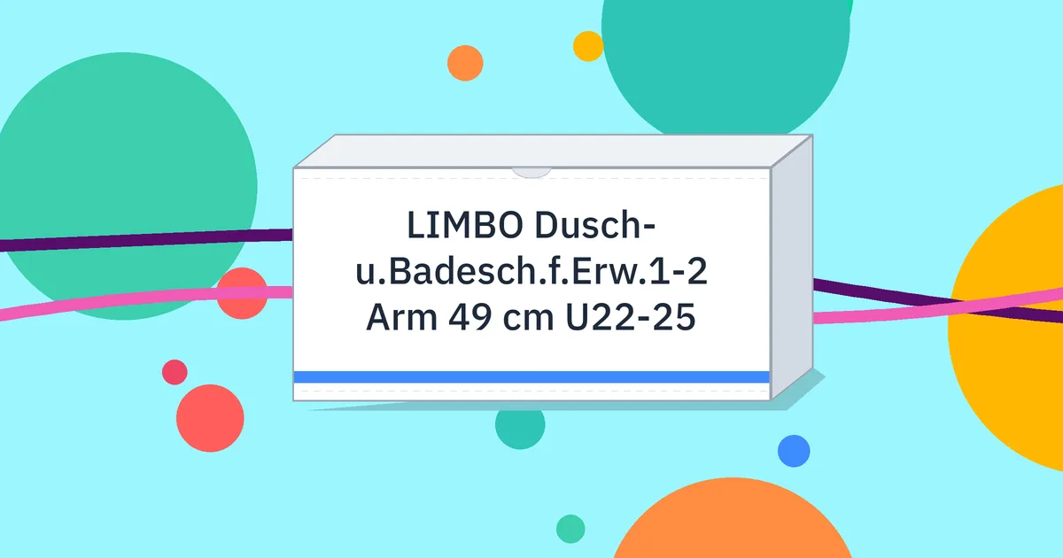 Symbolbild: Packung mit der Aufschrift LIMBO Dusch-u.Badesch.f.Erw.1-2 Arm 49 cm U22-25 (PZN 14313145) – Verfügbarkeit und Bezug in Apotheken in Frankfurt am Main