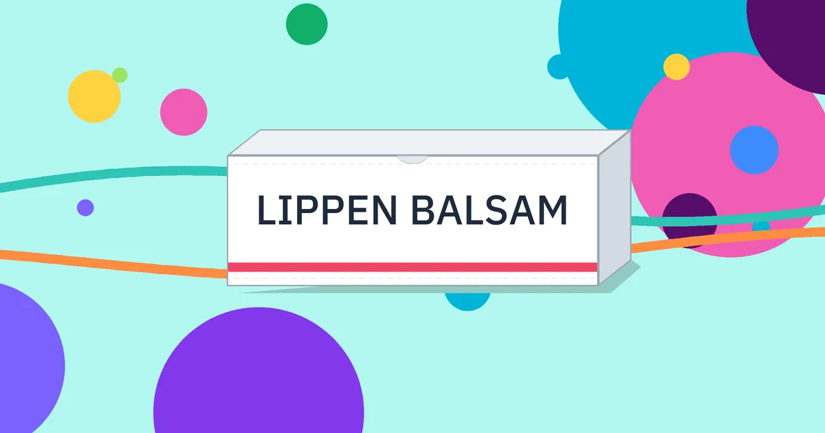 Symbolbild: Packung mit der Aufschrift LIPPEN BALSAM (PZN 04655413) – Verfügbarkeit und Bezug in Apotheken in Frankfurt am Main