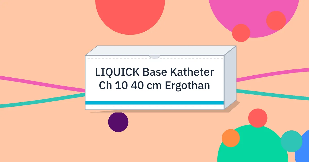 Symbolbild: Packung mit der Aufschrift LIQUICK Base Katheter Ch 10 40 cm Ergothan (PZN 02653628) – Verfügbarkeit und Bezug in Apotheken in Frankfurt am Main