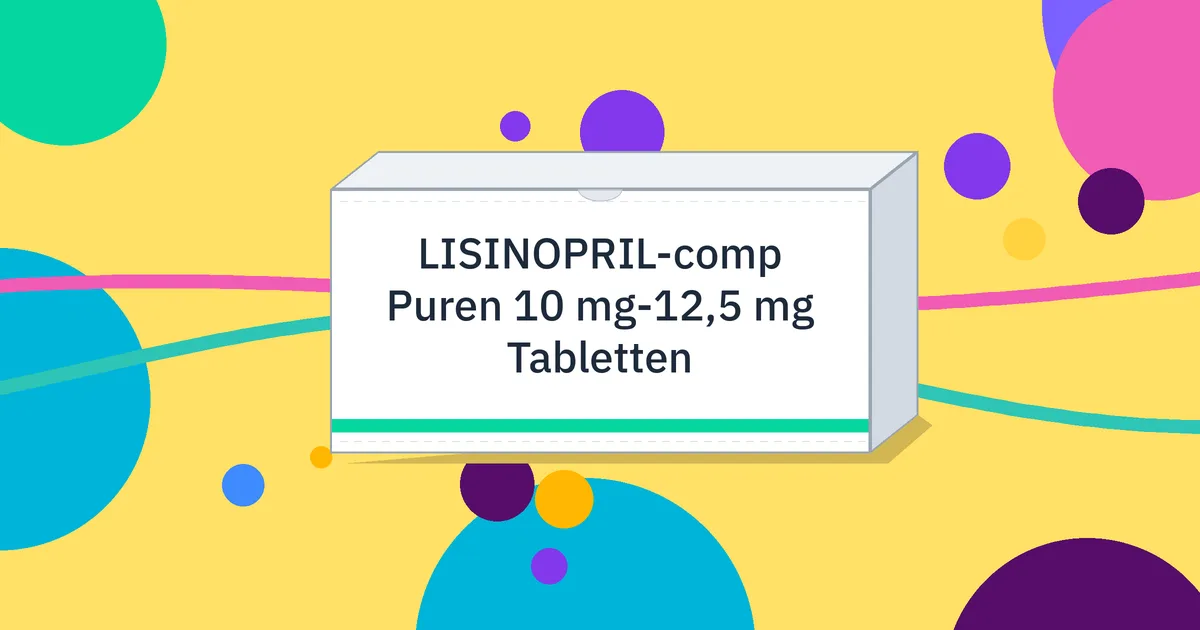 Symbolbild: Packung mit der Aufschrift LISINOPRIL-comp Puren 10 mg-12,5 mg Tabletten (PZN 11356036) – Verfügbarkeit und Bezug in Apotheken in Frankfurt am Main