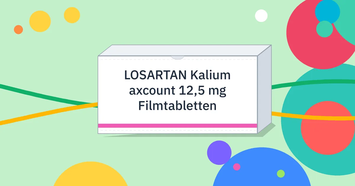 Symbolbild: Packung mit der Aufschrift LOSARTAN Kalium axcount 12,5 mg Filmtabletten (PZN 07688287) – Verfügbarkeit und Bezug in Apotheken in Frankfurt am Main