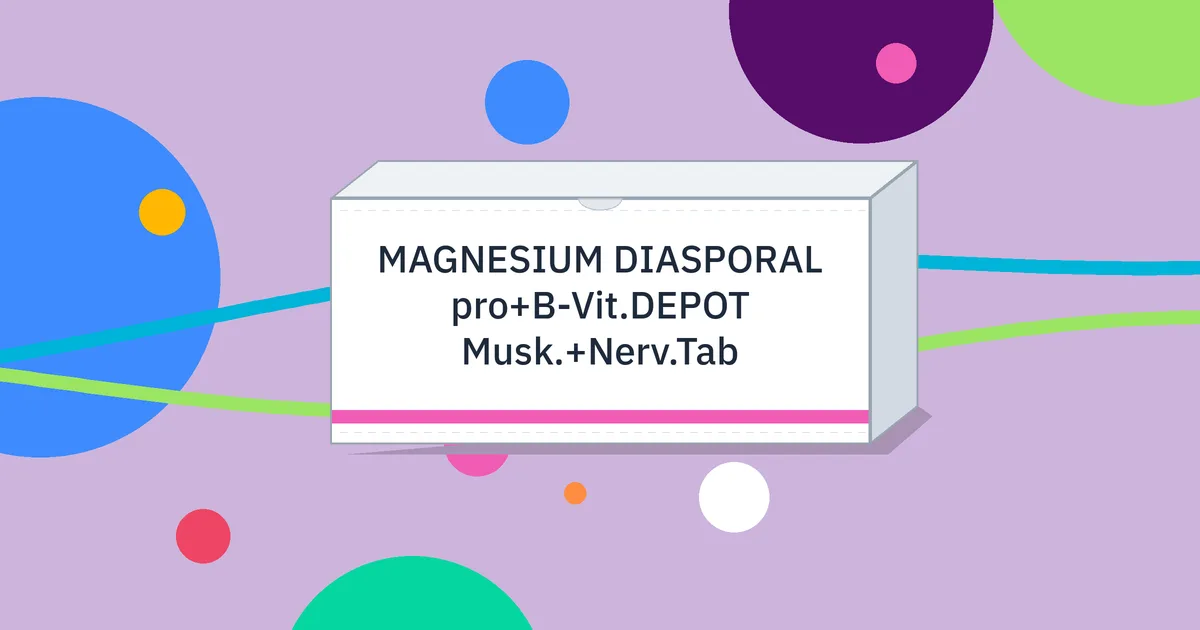 Symbolbild: Packung mit der Aufschrift MAGNESIUM DIASPORAL pro+B-Vit.DEPOT Musk.+Nerv.Tab (PZN 20041716) – Verfügbarkeit und Bezug in Apotheken in Frankfurt am Main