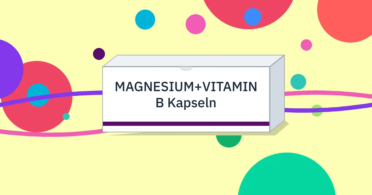 Symbolbild: Packung mit der Aufschrift MAGNESIUM+VITAMIN B Kapseln (PZN 11887408) – Verfügbarkeit und Bezug in Apotheken in Frankfurt am Main