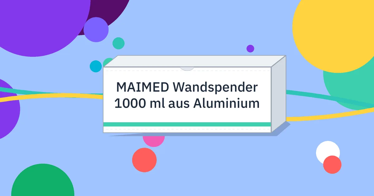 Symbolbild: Packung mit der Aufschrift MAIMED Wandspender 1000 ml aus Aluminium (PZN 06129396) – Verfügbarkeit und Bezug in Apotheken in Frankfurt am Main