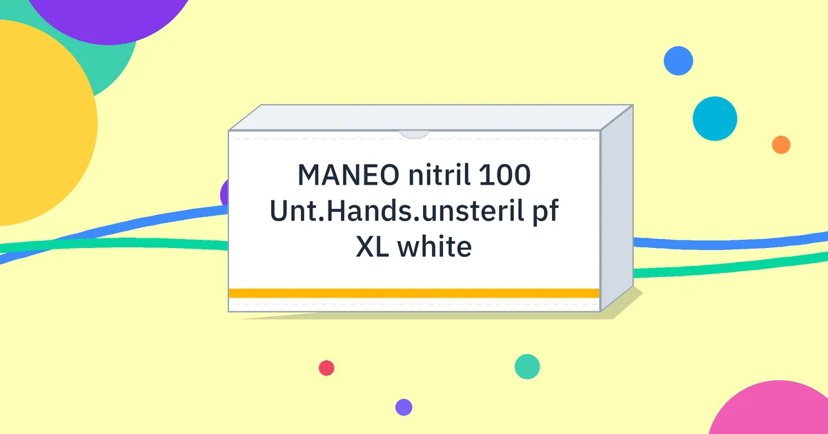 Symbolbild: Packung mit der Aufschrift MANEO nitril 100 Unt.Hands.unsteril pf XL white (PZN 19689903) – Verfügbarkeit und Bezug in Apotheken in Frankfurt am Main