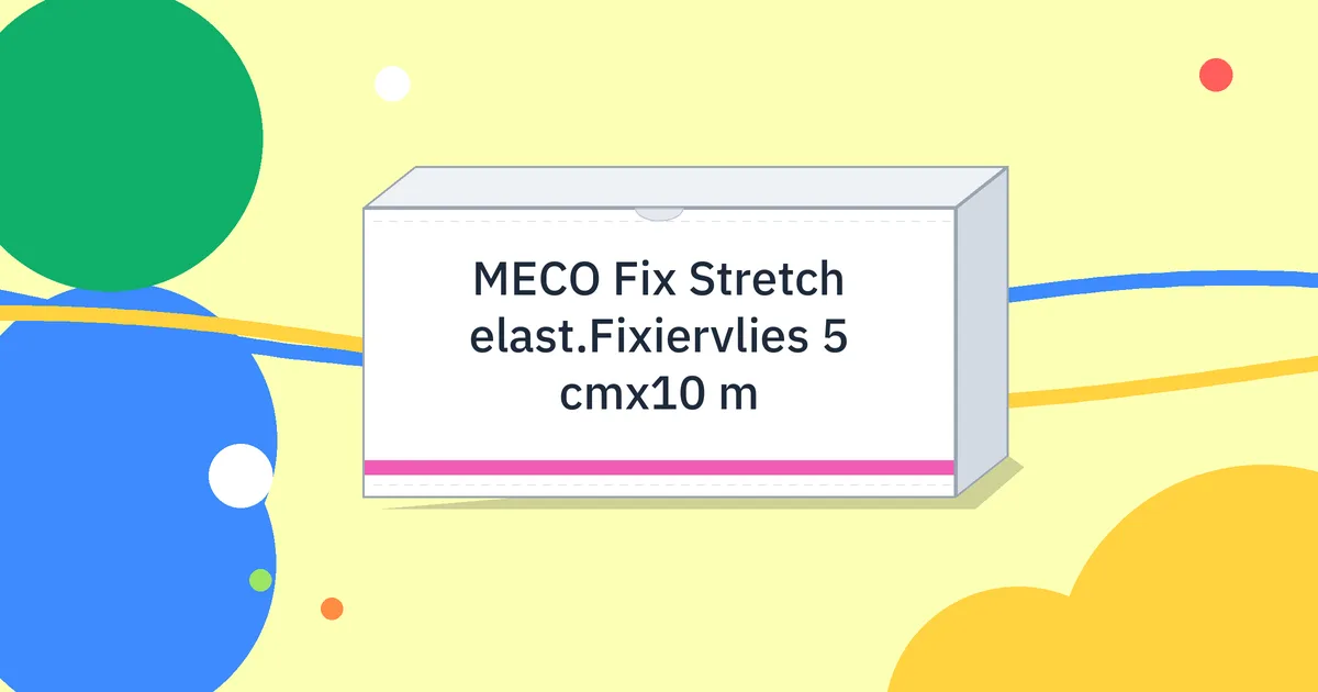 Symbolbild: Packung mit der Aufschrift MECO Fix Stretch elast.Fixiervlies 5 cmx10 m (PZN 20084921) – Verfügbarkeit und Bezug in Apotheken in Frankfurt am Main