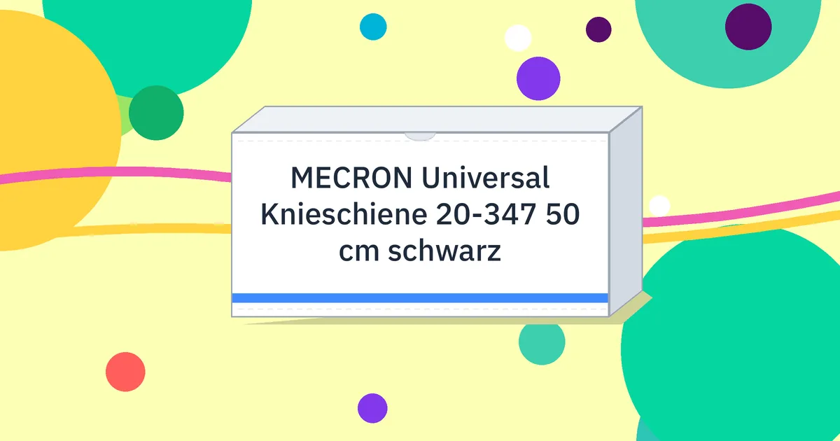 Symbolbild: Packung mit der Aufschrift MECRON Universal Knieschiene 20-347 50 cm schwarz (PZN 02908979) – Verfügbarkeit und Bezug in Apotheken in Frankfurt am Main