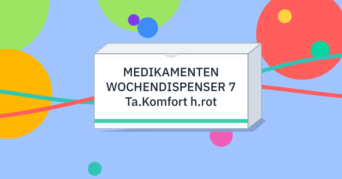 Symbolbild: Packung mit der Aufschrift MEDIKAMENTEN WOCHENDISPENSER 7 Ta.Komfort h.rot (PZN 09338350) – Verfügbarkeit und Bezug in Apotheken in Frankfurt am Main