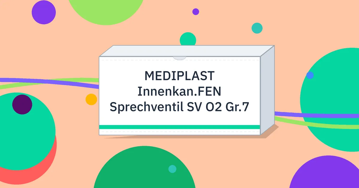 Symbolbild: Packung mit der Aufschrift MEDIPLAST Innenkan.FEN Sprechventil SV O2 Gr.7 (PZN 04528330) – Verfügbarkeit und Bezug in Apotheken in Frankfurt am Main