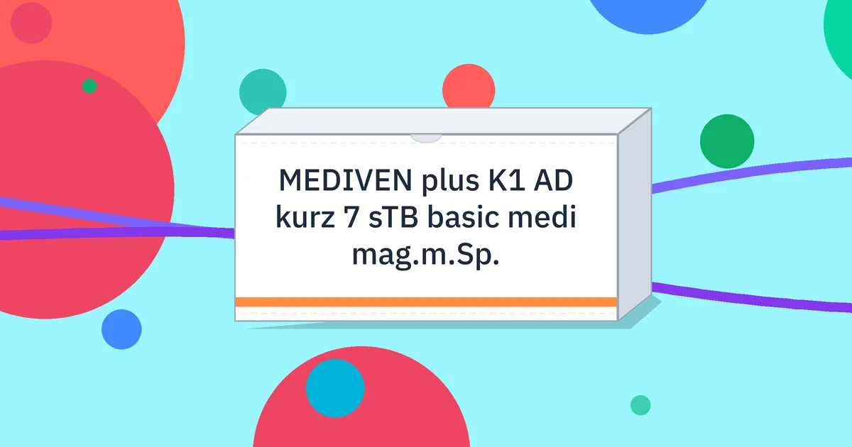 Symbolbild: Packung mit der Aufschrift MEDIVEN plus K1 AD kurz 7 sTB basic medi mag.m.Sp. (PZN 15047148) – Verfügbarkeit und Bezug in Apotheken in Frankfurt am Main