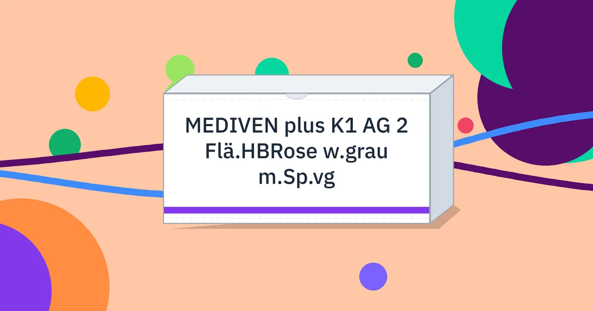 Symbolbild: Packung mit der Aufschrift MEDIVEN plus K1 AG 2 Flä.HBRose w.grau m.Sp.vg (PZN 18940100) – Verfügbarkeit und Bezug in Apotheken in Frankfurt am Main