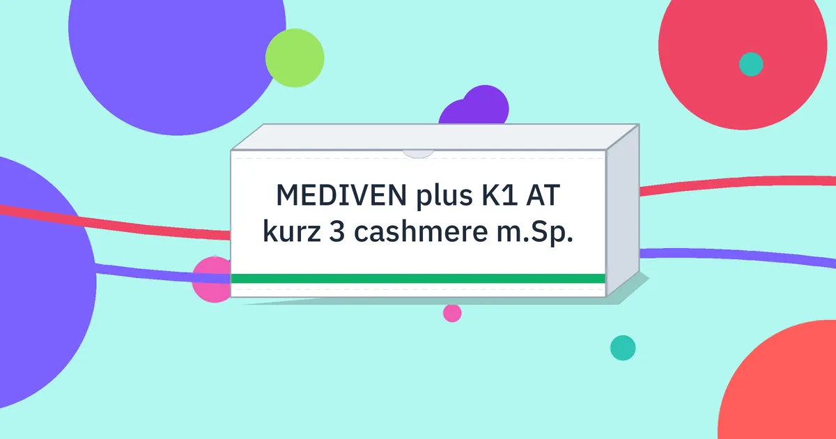 Symbolbild: Packung mit der Aufschrift MEDIVEN plus K1 AT kurz 3 cashmere m.Sp. (PZN 15026413) – Verfügbarkeit und Bezug in Apotheken in Frankfurt am Main