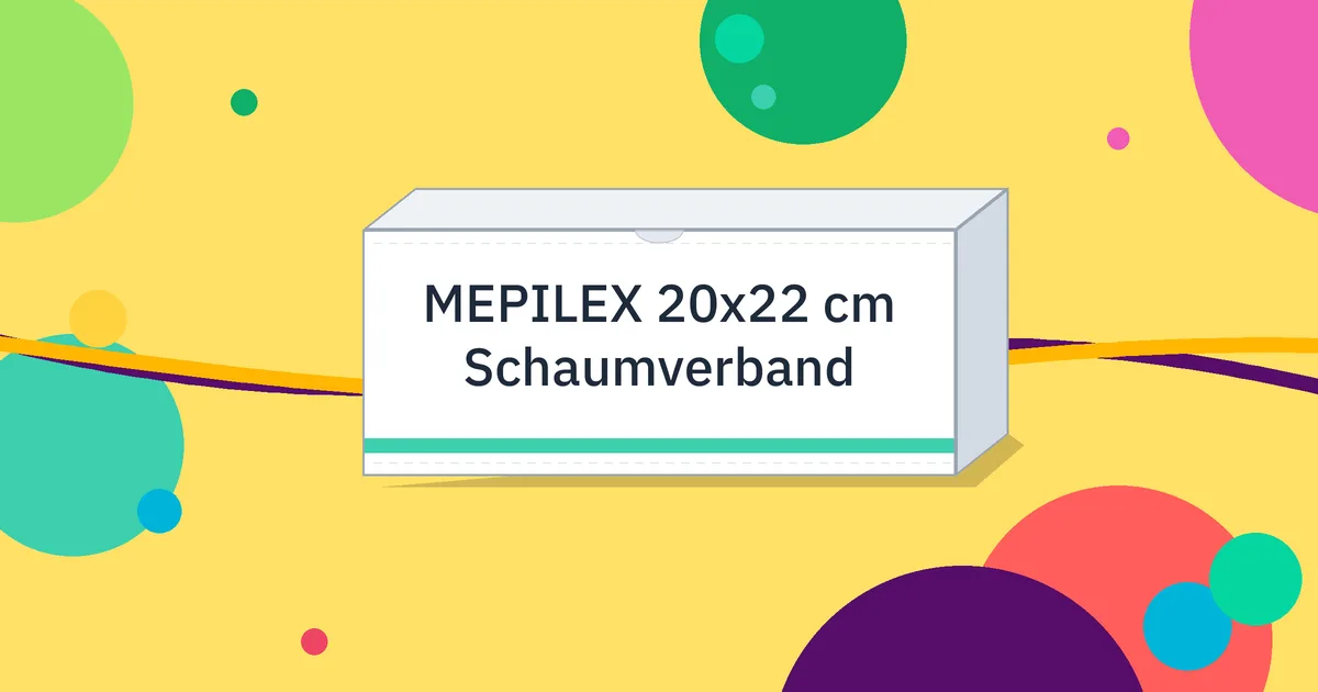 Symbolbild: Packung mit der Aufschrift MEPILEX 20x22 cm Schaumverband (PZN 19962055) – Verfügbarkeit und Bezug in Apotheken in Frankfurt am Main