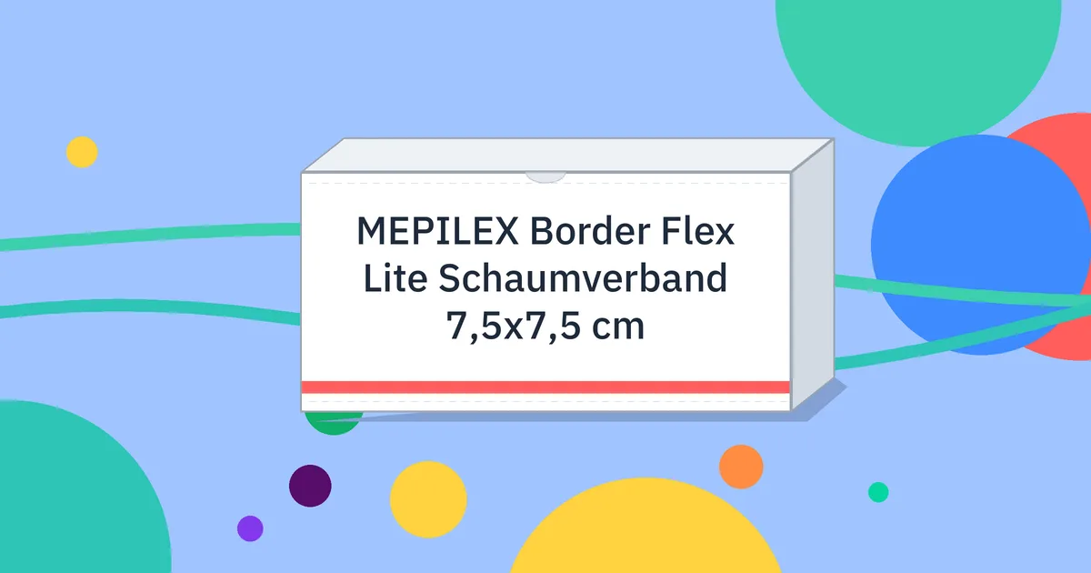 Symbolbild: Packung mit der Aufschrift MEPILEX Border Flex Lite Schaumverband 7,5x7,5 cm (PZN 18105751) – Verfügbarkeit und Bezug in Apotheken in Frankfurt am Main
