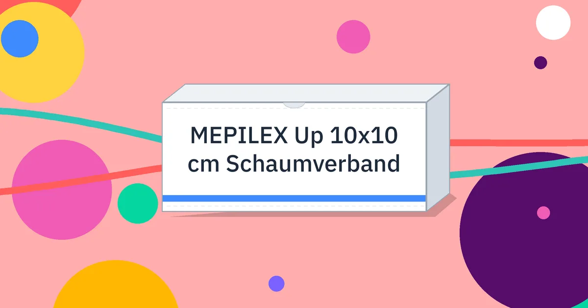 Symbolbild: Packung mit der Aufschrift MEPILEX Up 10x10 cm Schaumverband (PZN 19859469) – Verfügbarkeit und Bezug in Apotheken in Frankfurt am Main