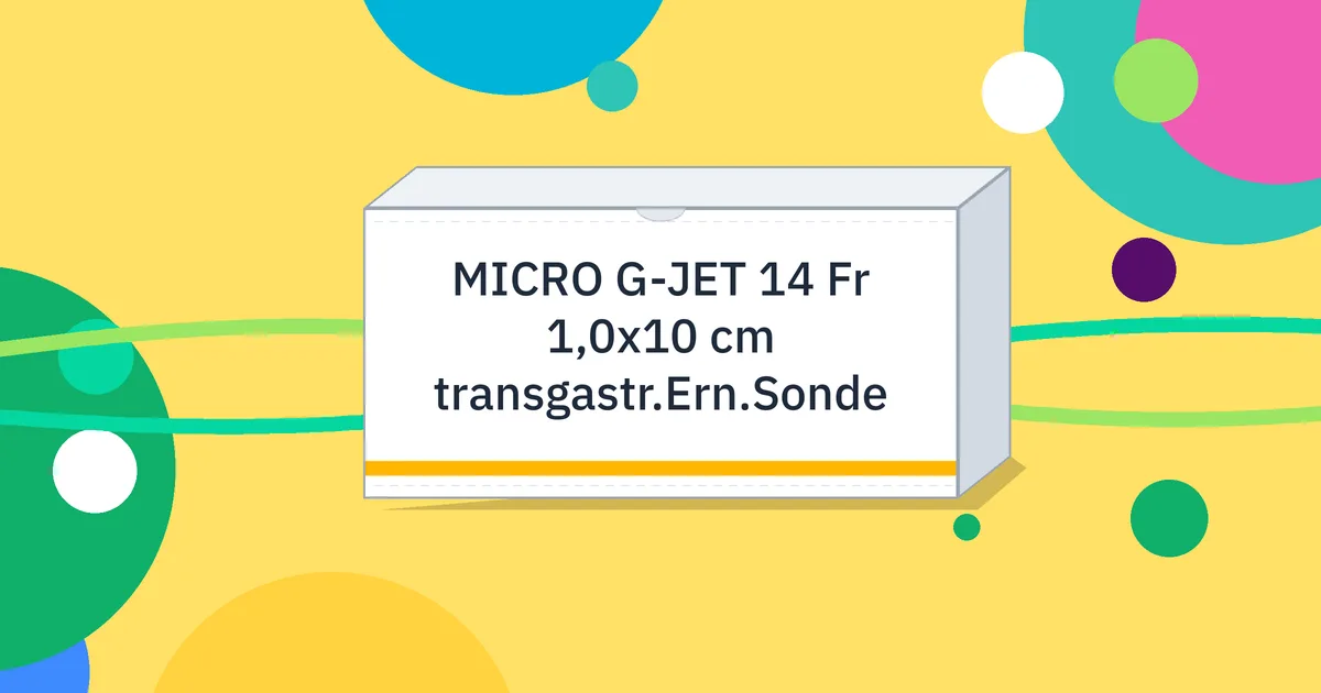 Symbolbild: Packung mit der Aufschrift MICRO G-JET 14 Fr 1,0x10 cm transgastr.Ern.Sonde (PZN 17817923) – Verfügbarkeit und Bezug in Apotheken in Frankfurt am Main