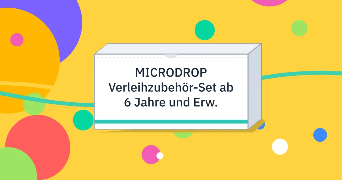 Symbolbild: Packung mit der Aufschrift MICRODROP Verleihzubehör-Set ab 6 Jahre und Erw. (PZN 11865306) – Verfügbarkeit und Bezug in Apotheken in Frankfurt am Main