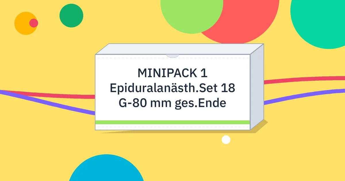 Symbolbild: Packung mit der Aufschrift MINIPACK 1 Epiduralanästh.Set 18 G-80 mm ges.Ende (PZN 02399029) – Verfügbarkeit und Bezug in Apotheken in Frankfurt am Main