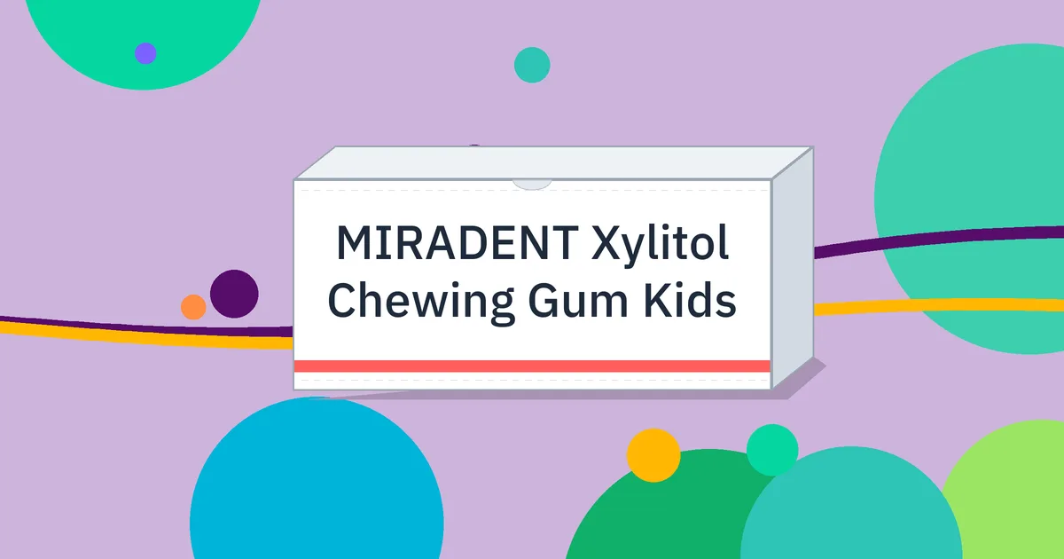 Symbolbild: Packung mit der Aufschrift MIRADENT Xylitol Chewing Gum Kids (PZN 10302624) – Verfügbarkeit und Bezug in Apotheken in Frankfurt am Main