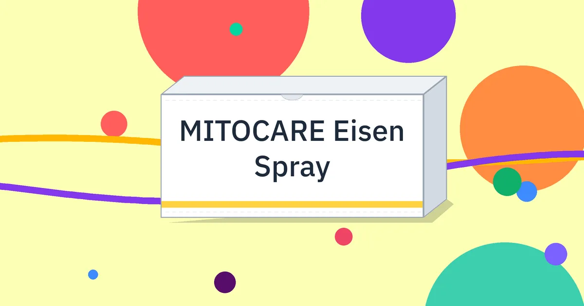 Symbolbild: Packung mit der Aufschrift MITOCARE Eisen Spray (PZN 19378681) – Verfügbarkeit und Bezug in Apotheken in Frankfurt am Main