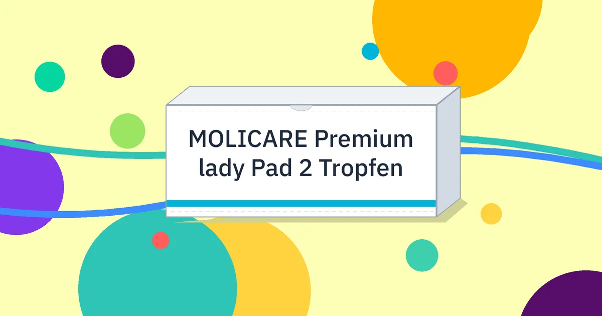 Symbolbild: Packung mit der Aufschrift MOLICARE Premium lady Pad 2 Tropfen (PZN 18683620) – Verfügbarkeit und Bezug in Apotheken in Frankfurt am Main