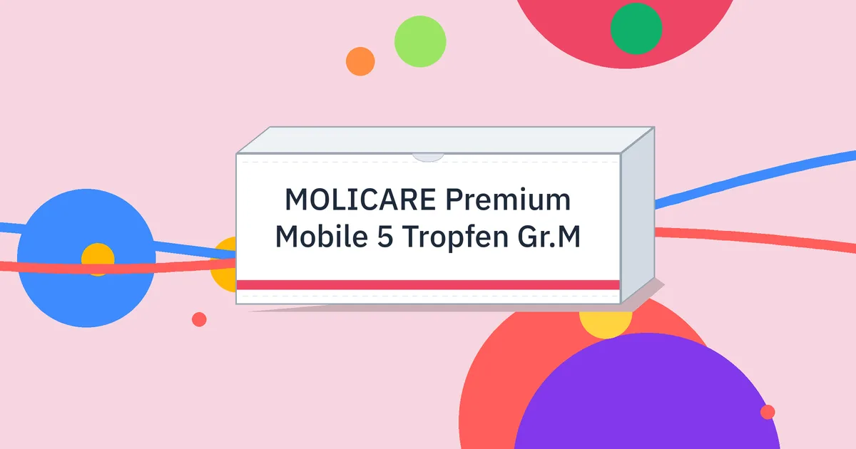 Symbolbild: Packung mit der Aufschrift MOLICARE Premium Mobile 5 Tropfen Gr.M (PZN 17936332) – Verfügbarkeit und Bezug in Apotheken in Frankfurt am Main