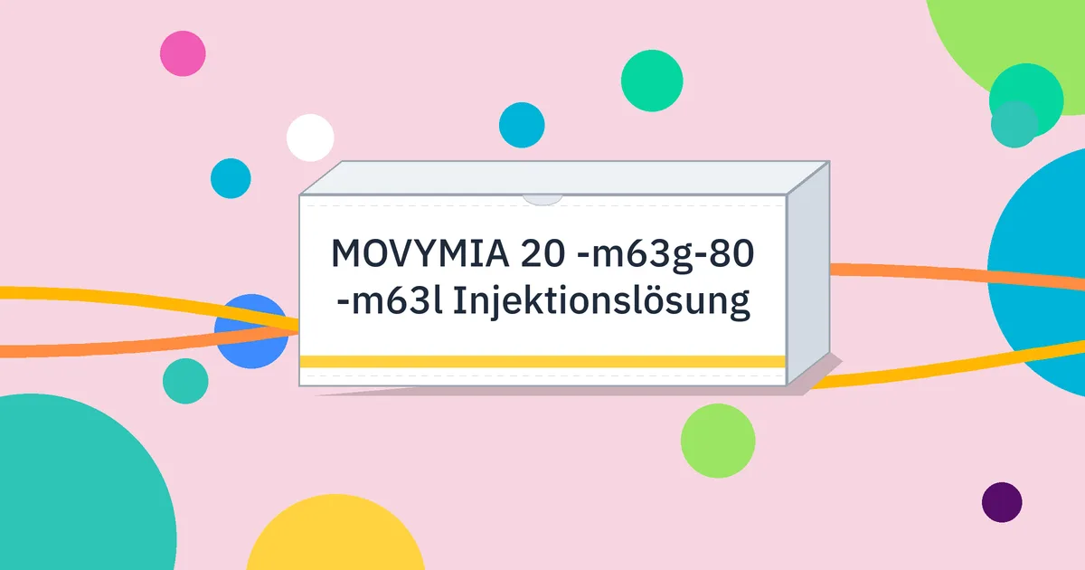 Symbolbild: Packung mit der Aufschrift MOVYMIA 20 -m63g-80 -m63l Injektionslösung (PZN 16124543) – Verfügbarkeit und Bezug in Apotheken in Frankfurt am Main