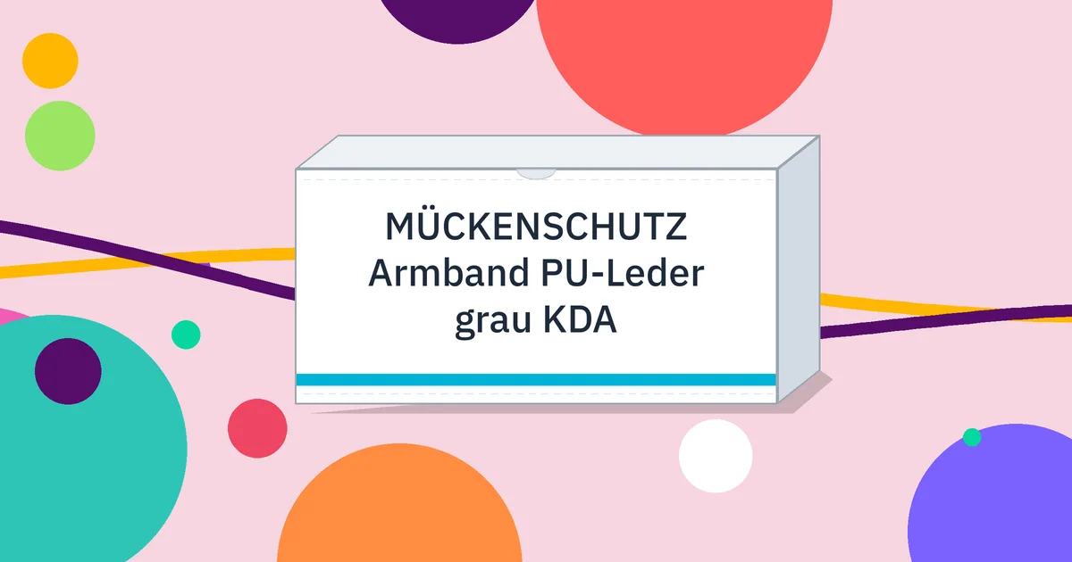 Symbolbild: Packung mit der Aufschrift MÜCKENSCHUTZ Armband PU-Leder grau KDA (PZN 18295131) – Verfügbarkeit und Bezug in Apotheken in Frankfurt am Main