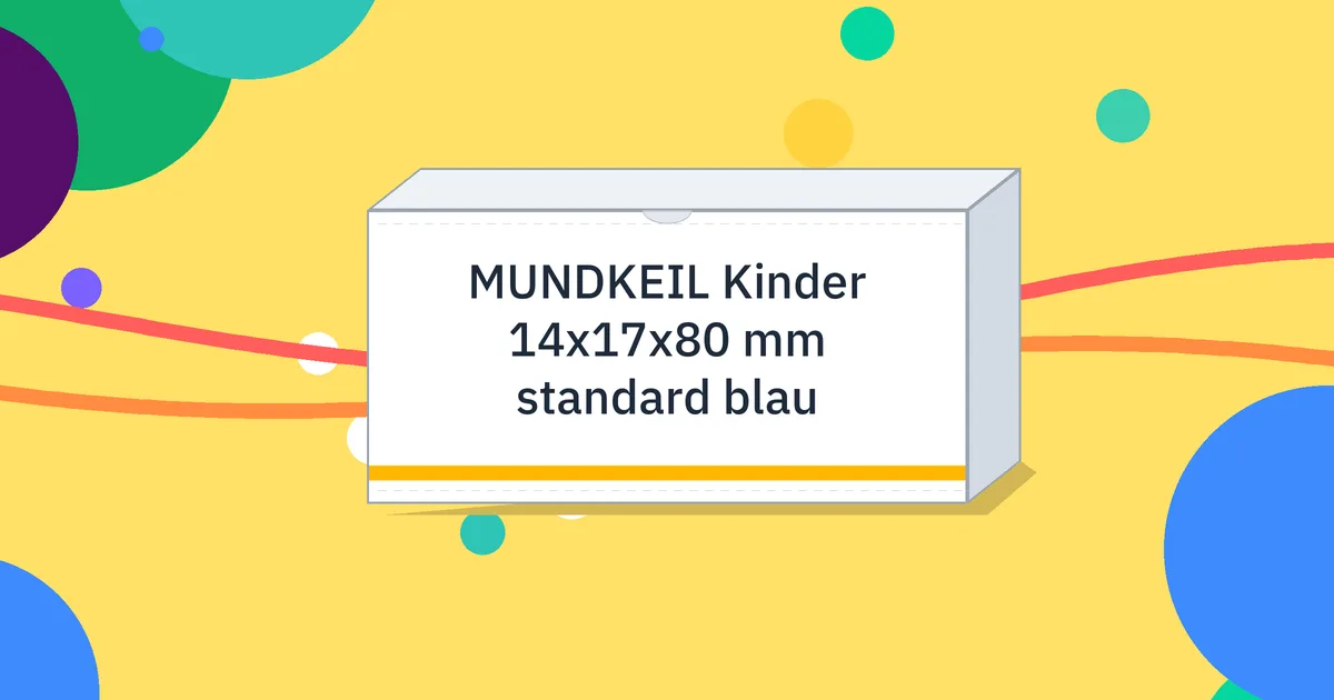 Symbolbild: Packung mit der Aufschrift MUNDKEIL Kinder 14x17x80 mm standard blau (PZN 01337641) – Verfügbarkeit und Bezug in Apotheken in Frankfurt am Main