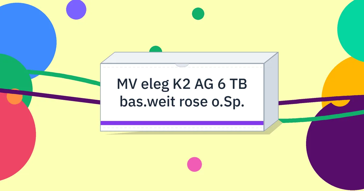 Symbolbild: Packung mit der Aufschrift MV eleg K2 AG 6 TB bas.weit rose o.Sp. (PZN 14700480) – Verfügbarkeit und Bezug in Apotheken in Frankfurt am Main