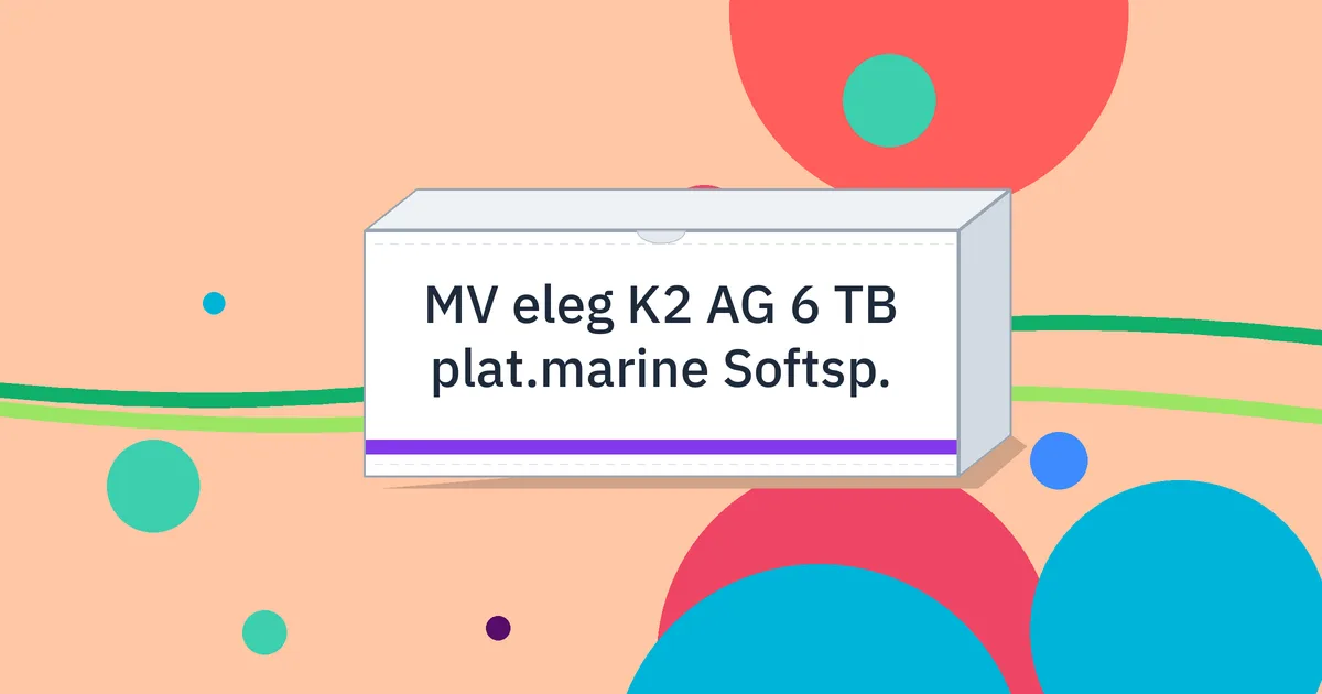 Symbolbild: Packung mit der Aufschrift MV eleg K2 AG 6 TB plat.marine Softsp. (PZN 15283676) – Verfügbarkeit und Bezug in Apotheken in Frankfurt am Main