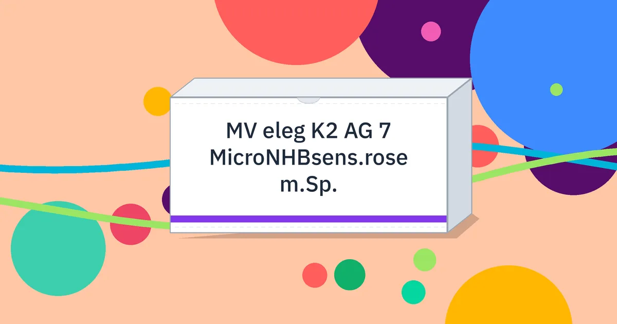 Symbolbild: Packung mit der Aufschrift MV eleg K2 AG 7 MicroNHBsens.rose m.Sp. (PZN 15723750) – Verfügbarkeit und Bezug in Apotheken in Frankfurt am Main